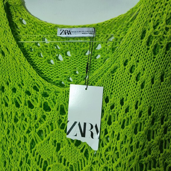 Zara | Sweaters | Zara Green Oversized Lace Knitting Top | Poshmark